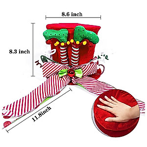 1 PCS Christmas Tree Topper Hat with Buffalo Plaid Bow Ribbon Christmas Tree Topper Christmas Decorations Christmas Tree Ornaments for Xmas Tree Home Desktop Holiday Decorations G