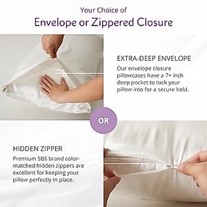 Mulberry Park 100% Silk Pillowcase - 19 Momme, Grade 6A Mulberry Silk - Deep Envelope Closure - Green/Standard (20'' x 26'')