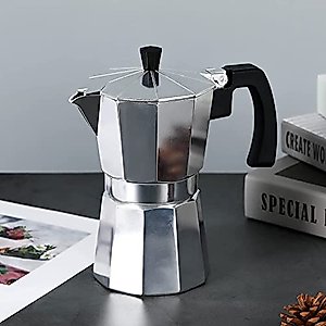 Xiaozan Stovetop Espresso Maker, 6 Cup Moka Pot, Classic Italian Style Espresso Pot, Easy to Operate & Quick Cleanup, Food Grade Aluminium, Silver