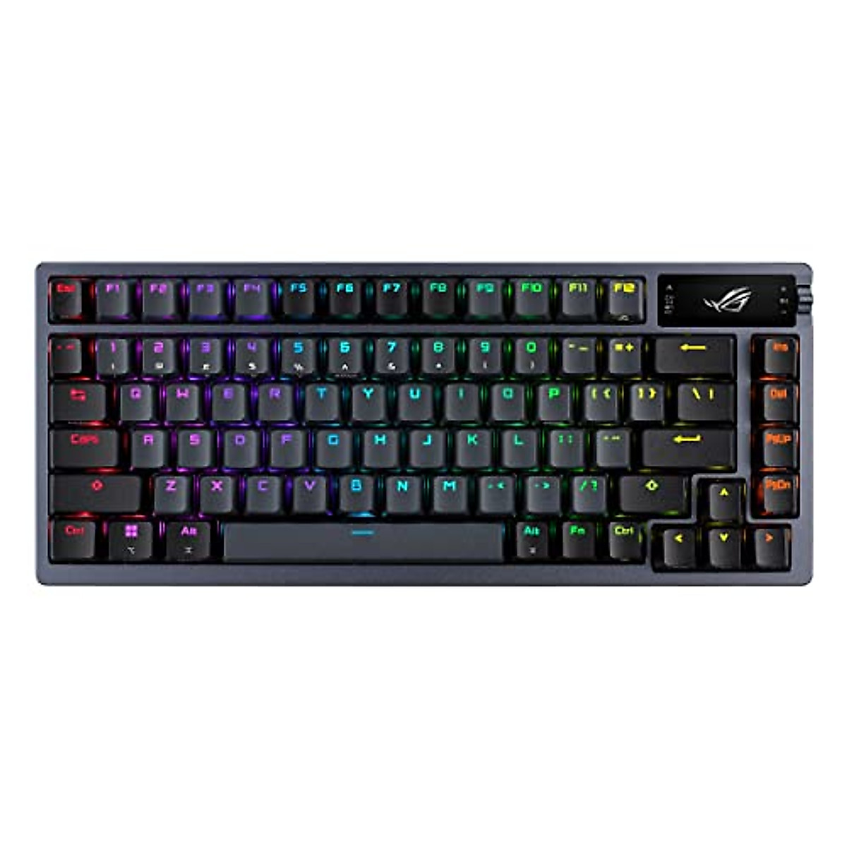 ASUS ROG Azoth 75% Wireless DIY Custom Gaming Keyboard, OLED Display, Gasket-Mount, Three-Layer Dampening, Hot-Swappable Pre-lubed ROG NX Blue Switches & Keyboard Stabilizers, ABS Keycaps, RGB-Black