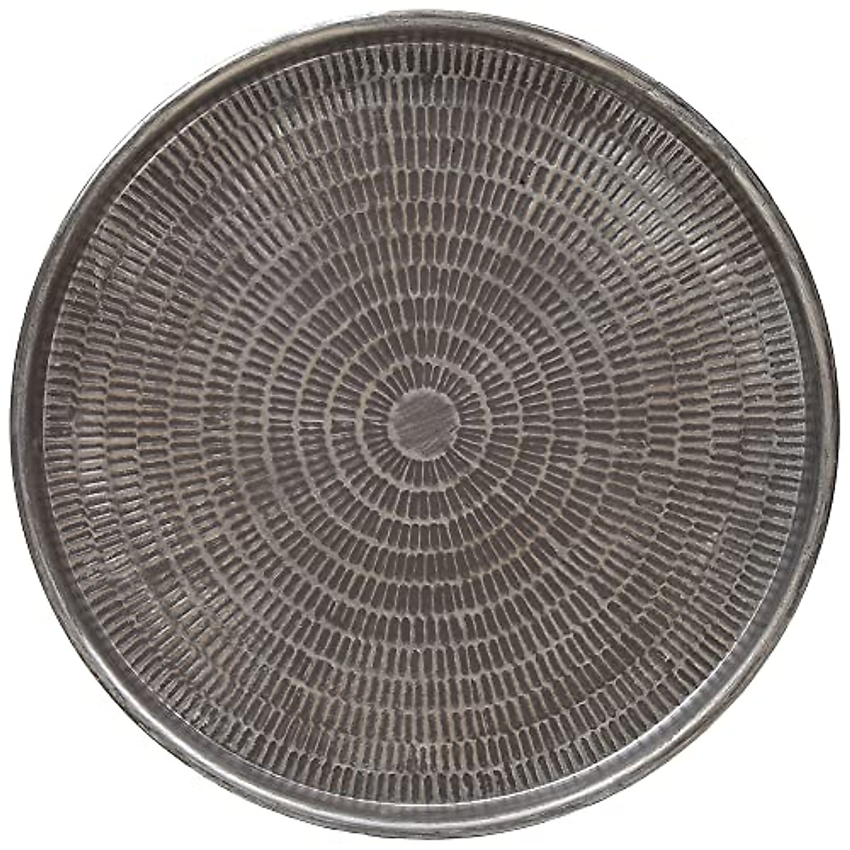 Yusong Coffee Table, Boho-Chic Hammered Metal Tray Coffee Table, Mahdavi Round Coffee Tea Table, Living Room Tables for Storage and Display, Brushed Silver