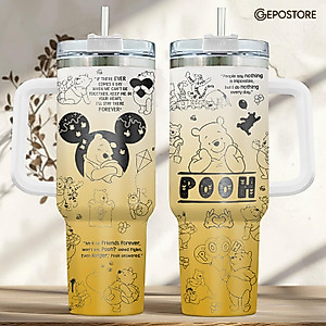 GEPOSTORE Christmas Gifts for Women Girls, Adorable Bear 40oz Tumbler with Lid, Cute Cartoon Character Tumbler, Birthday Gifts for Movie Lover