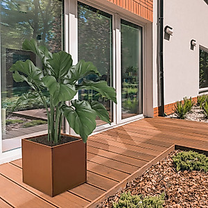 GZGNEEVL Corten Steel Planter Box Metal Square Planters Steel Large Planter Outdoor Tall Plant Durable Antique Detached for Commercial Residential Patio Deck and Backyard 26 Inch