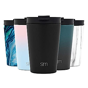 Simple Modern Insulated Tumbler with Lid and Straw | Iced Coffee Cup Reusable Stainless Steel Water Bottle Travel Mug | Spring Break Gifts For Her & Him | Classic Collection | 12oz | Midnight Black