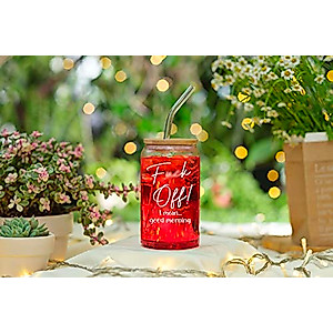 NewEleven Glass Cups With Bamboo Lids and Straws For Coffee, Boha Tea, Smoothie, Cocktail - Iced Coffee Cup, Smoothie Cup, Reusable Boba Cup - 16 Oz Coffee Glass…