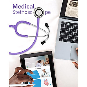 FriCARE Purple Stethoscopes for Nurses, Classic Dual Head Stethoscope Kit Medical Supplies, RN, LPN, LVN, Nursing School Students, Home Health Use