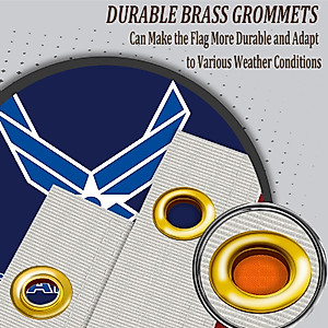 3x5 US Air Force Wings Military Flag Outdoor Double Sided Heavy Duty USAF Wings Flags 3 Ply Thick Polyester Material with 2 Metal Grommets 4 Rows of Stitching United States Airforce Wing Flags