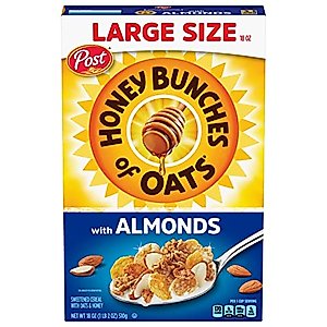 Honey Bunches of Oats with Almonds, Heart Healthy, Low Fat, made with Whole Grain Cereal, 18 Ounce Box