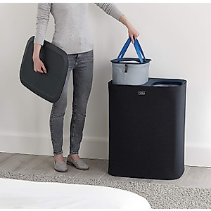 Joseph Joseph Tota 90-litre Laundry Hamper Separation Basket with Lid - Black & Folding Space-Saving, Compact Table-top Ironing Board