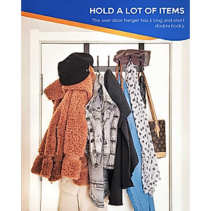 KEOAMG Over The Door Hooks, No Assembly Required Door Hanger Hook, Sturdy Over The Door Coat Rack, Over Door Hanger Door Hooks for Hanging Clothes, Towels, Hats, Matte Black