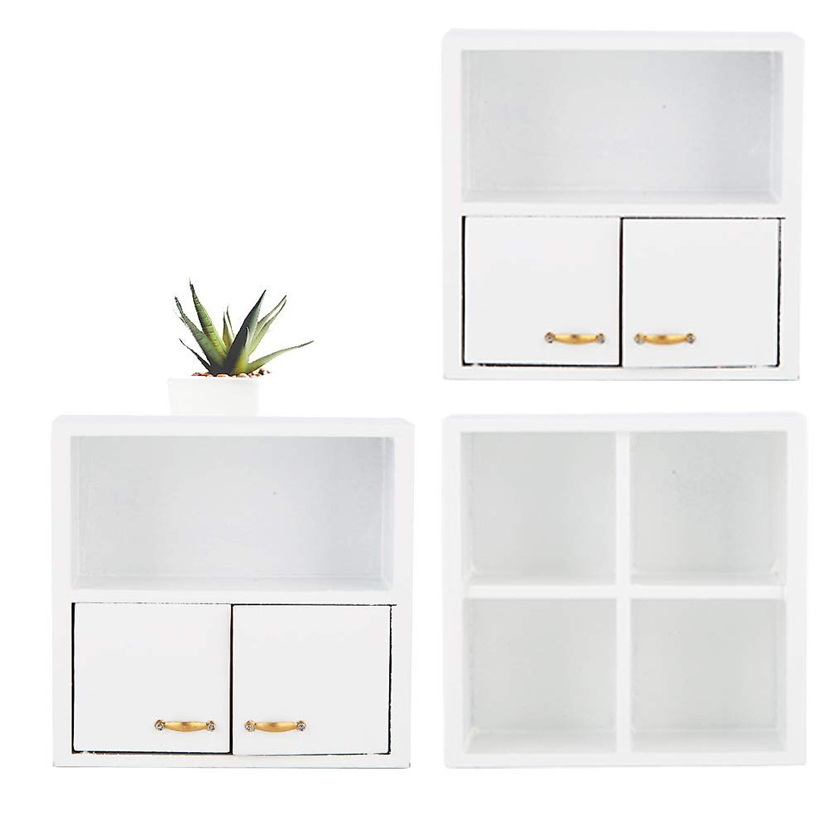 Wooden Display Cabin Wood Miniature Furniture Miniature Dollhouse Wooden Dollhouse Miniature Furniture Dollhouse Kit Dollhouse Furniture for Dollhouse(White, 12)