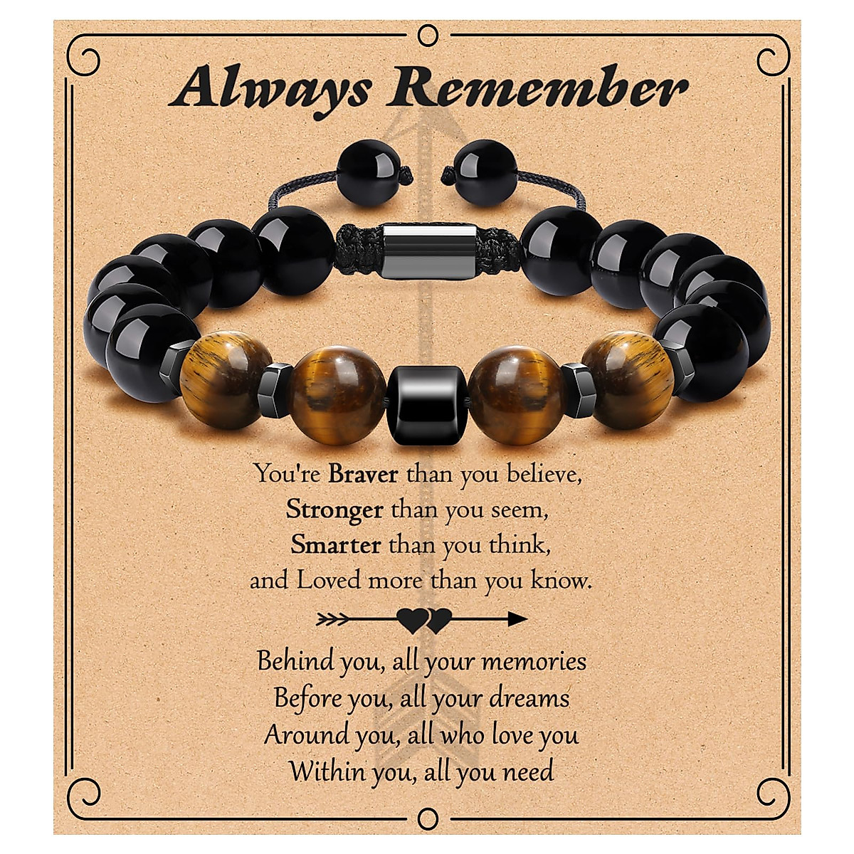 Jewelry&Card Gifts for Teens，Boys, Always Remember You Are Braver Than You Believe Bracelet, Inspirational Birthday Gift Ideas for Teenage Boys