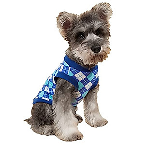QWINEE Geometric Pattern Dog Tank Top Soft Stretchy Sleeveless Cat Puppy Vest for Small Medium and Large Dogs Cats Kitten Blue XS