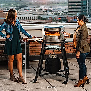 Solo Stove Portable Pi Stand | Outdoor Stand for Pi Pizza Oven on Wheels, With Shelf & Gas Tank Storage, Split Table Top, Powder-Coated Stainless Steel, Dimensions (LxW): 47.3 x 38.1 in, 45 lbs, Black