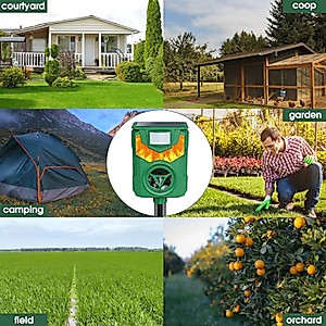 Solar Ultrasonic Animal Repeller Outdoor, Squirrel Deer Repellent, Ultrasonic Raccoon Repellent with Motion Sensor for Skunk, Fox, Deer, Wolf, Coyote, Rabbit, Mole