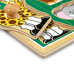 Melissa & Doug Jungle Friends Safari Animals Jumbo Peg Wooden Puzzle