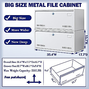 BUTISOW Metal Lateral File Cabinet with Lock,File Organization Storage Cabinets,Large Deep Drawers Office Cabinets,Home Office for Hanging Files Letter/Legal Size(Requires Assembly)