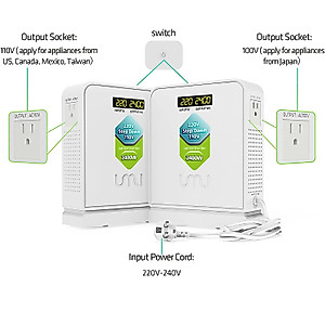 UMI 2000W 2400W Step Down Voltage 220v to 110v Converter, Heavy Duty Power Converter 220V to 110V, Good Transformer for Overseas, Step Down Converter 220V to 110V - US to Europe Voltage Converter