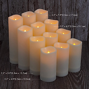 Aignis Flameless Candles with Remote & 2/4/6/8H Timers, Outdoor Indoor Waterproof Remote Candles Battery Operated, Electric Led Candles 12pcs for Home/Wedding Decor (D 2.2" x H 4" 5" 6" 7")