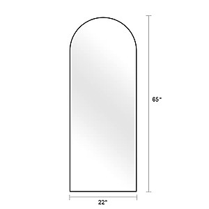 TinyTimes Wall Mounted Arched Full Length Mirror, 22x65, Black Metal Frame, HD Reflection, No Stand