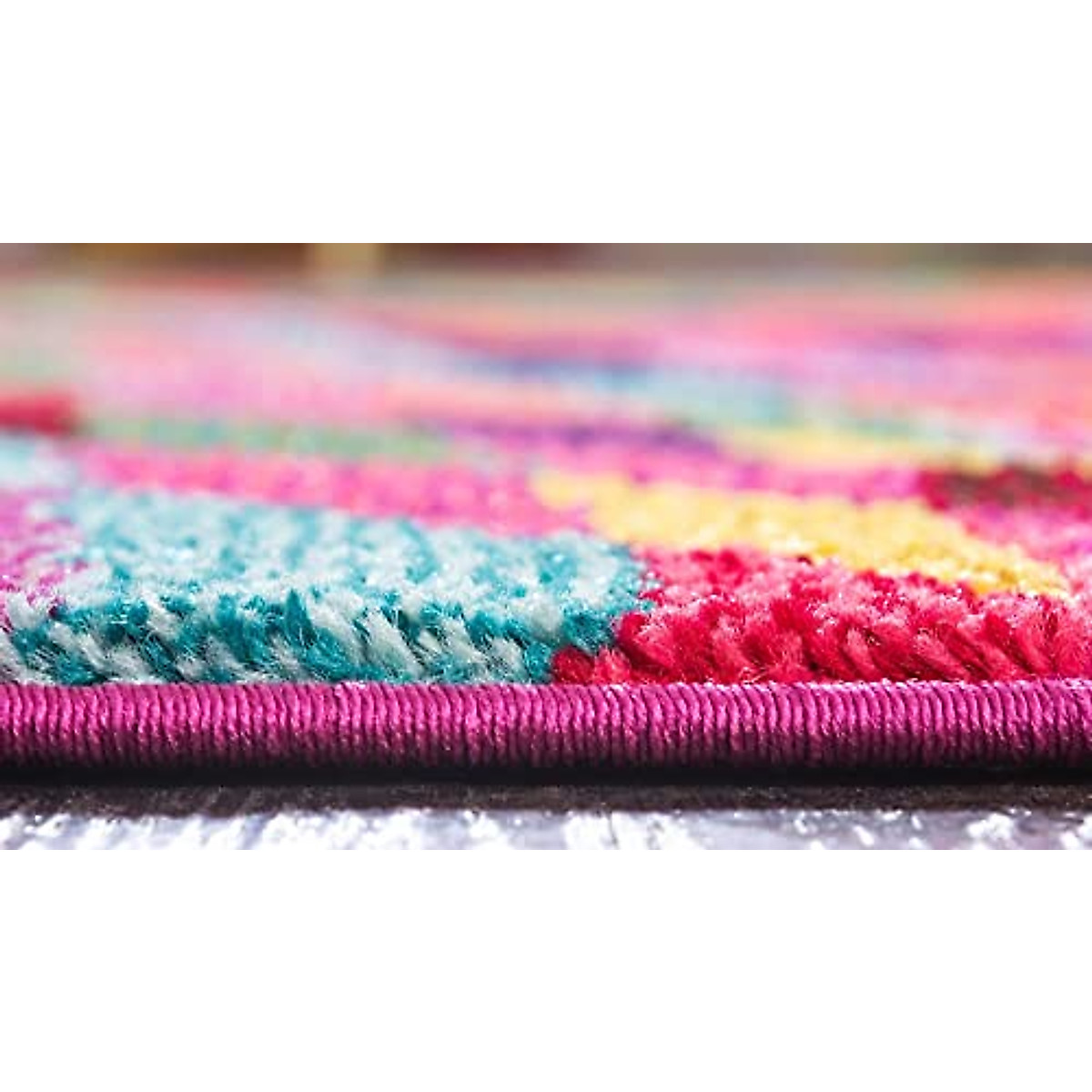 Unique Loom Estrella Collection Geometric, Abstract, Colorful, Modern, Eclectic Area Rug, 8 ft x 8 ft, Multi/Pink