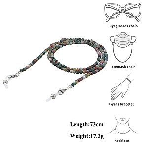 KAI Top Eyeglass Chain Sunglass Chain Fashion Natural Stone Beaded Mask Lanyard Chain Face Mask Holder Chain for Women Men