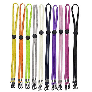 Tovip 10Pcs Mixed Color Hat Chin Cord with Adjustable Cord Fastener - Unisex Removable Sun Hat Chin Strap with Spring Loaded Stop Cord Lock, Windproof Buckle Retaining Clip