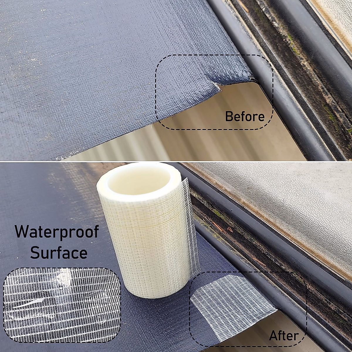 Wellgo 3.15 in x 39 ft Tent Repair Tape for Tarp, RV Awning Repair Tape, Outdoor Camping Gear Repair Tape, Great for Canvas, Boat Covers, Sail Tape, Tear Repair Patch Kit, Waterproof