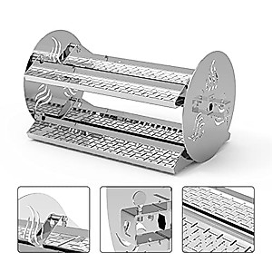 onlyfire 18 inch Round Tumble Rotisserie Basket Cooking Accessory，Stainless Steel BBQ Grill Rotisserie Rotating Trays Fits for 1/2" & 3/8" Hexagon,3/8" & 5/16" Square Spit Rods
