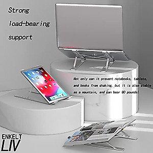 ENKELT LIV Laptop Stand Adjustable for Desk Foldable Laptop Holder Cradle,Ergonomic Folding Portable Notebook Support Steady Non-Slip Multi-Angle Aluminum Computer Riser Compatible with 8.3-15.6 Inch