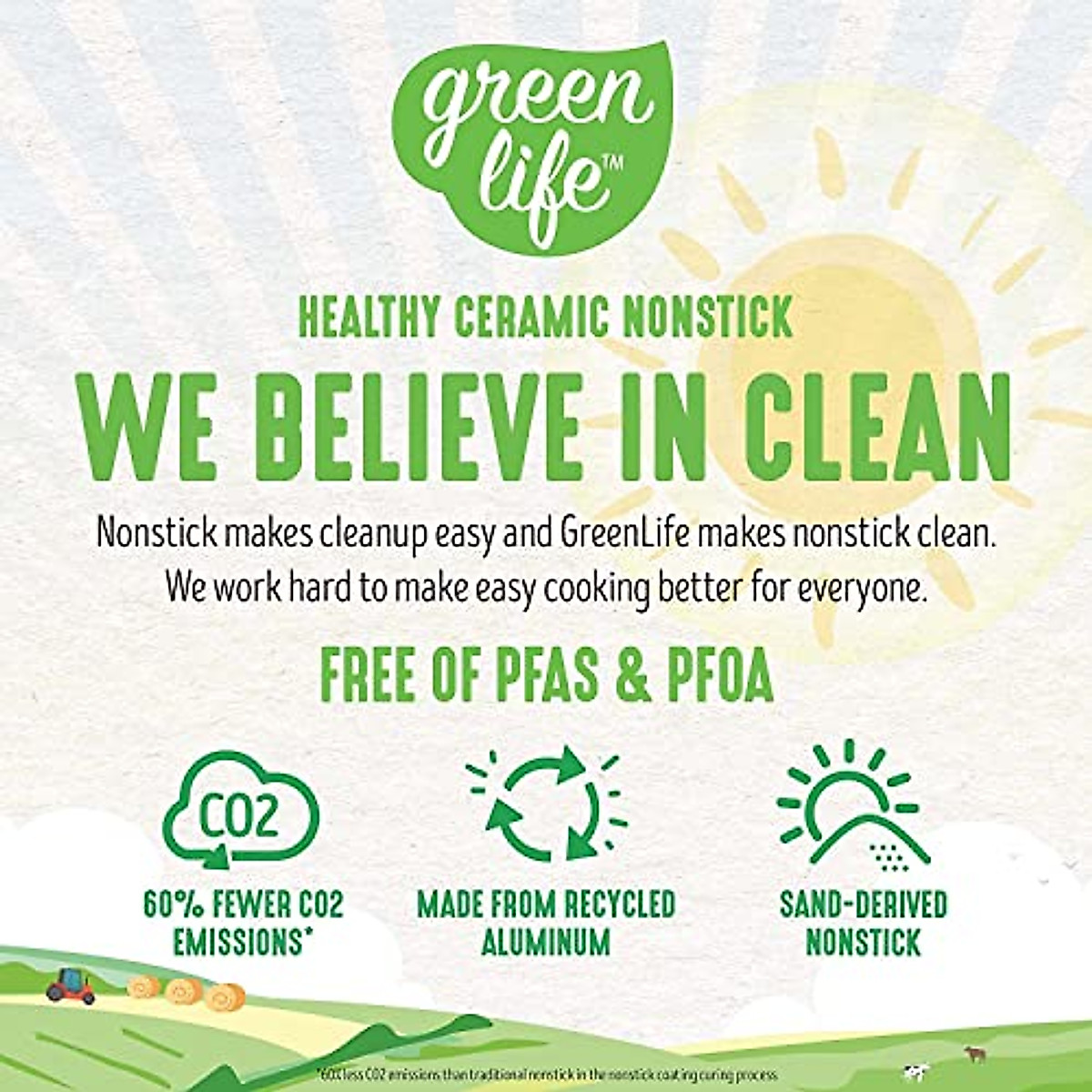 GreenLife Soft Grip Healthy Ceramic Nonstick, 8" Frying Pan Skillet, PFAS-Free, Dishwasher Safe, Turquoise