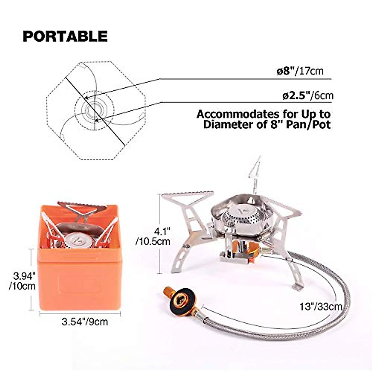 [2021 latest upgrade]Windproof Portable Camping Gas Stove,3500W With conversion adapter Folding Camping Stove with Pressure Ignition, Portable Stove, Suitable for Outdoor Backpacking/Hiking