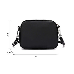 NOTAG Small Nylon Crossbody Bags for Women Travel Purses Waterproof Messenger Shoulder Bags (Black)
