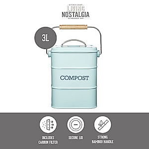 Kitchen Craft Living Nostalgia Vintage Blue Compost Bin LNCOMPBLU