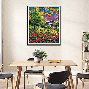 Maydear Full Range of Embroidery Starter Kits Stamped Cross Stitch Kits Beginners for DIY Embroidery 11CT 3 Strands - Beautiful Flowers 13×15(inch)