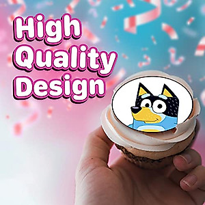 30x blue dog Cupcake Toppers – Edible Happy Birthday Décor, Wafer Sheet Cake Decorating