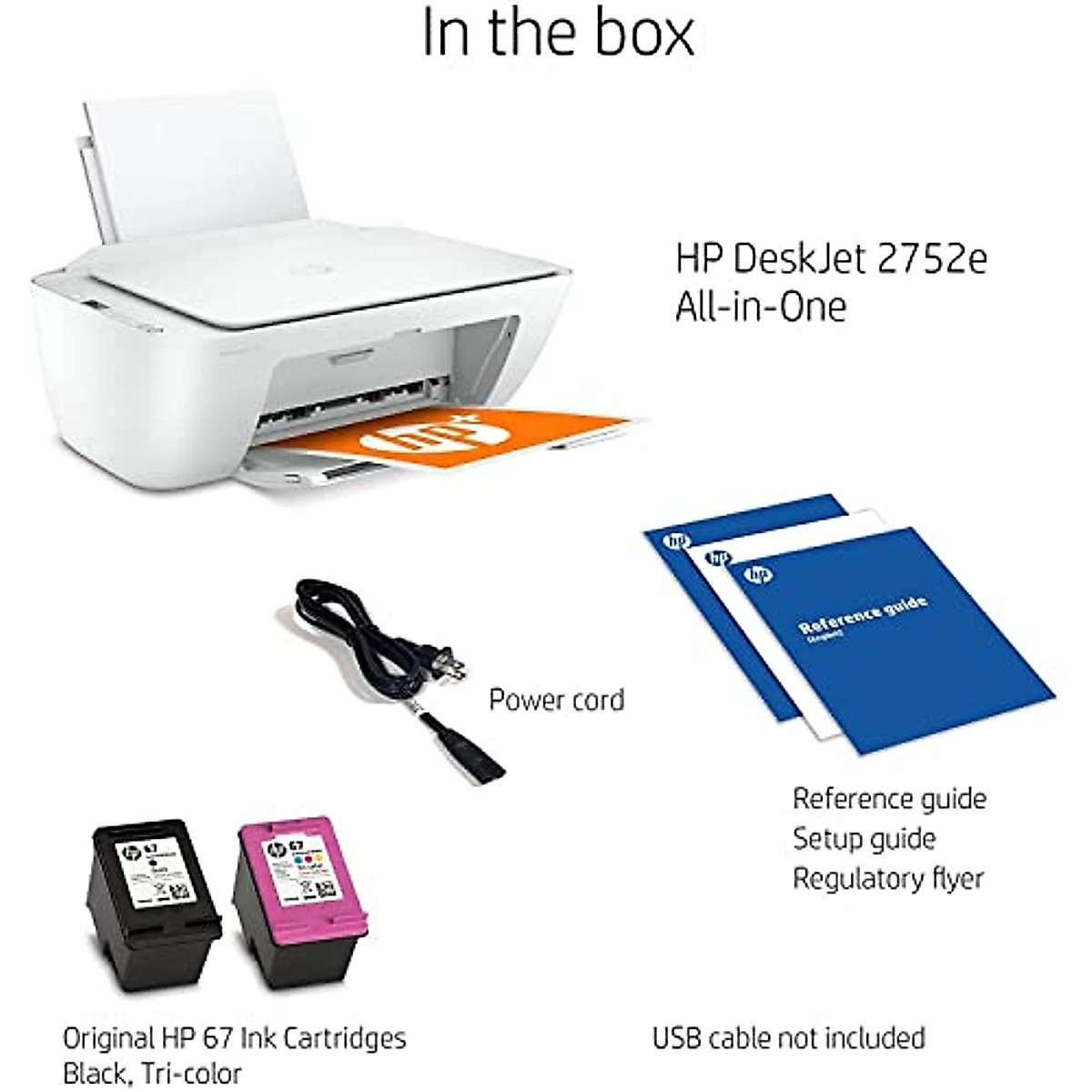 Bools H-P DeskJet 2752e Wireless All-in-One Color Inkjet Printer for Home, Office, Print, Copy, Scan, Wireless, USB Connectivity, Mobile Printing USB Printer Cable