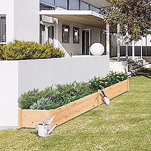 Crownland Outdoor Gardens 8 ft Raised Garden Bed Wooden Garden Box Patio Raised Beds Backyard Elevated Garden Bed Planter Box Grow Vegetables Fruits Herb Yard Fast Easy Assembly