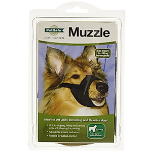 PetSafe Dog Muzzle - Large, Black - Comfortable Padding - Adjustable Sizing for Small, Medium and Large Dogs - Prevents Biting - Allows Room to Pant - Perfect for Visits to The Vet or Groomer