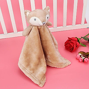 FastUU Baby Crib Soother, Baby Security Blanket Cute Shape Crystal Velvet Cartoon Pattern for Baby(Fox)