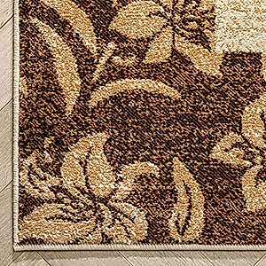 Verdant Vines Beige Modern Damask Border Rug 3x5 4x6 (3'11" x 5'3") Casual Oriental Easy Clean Stain Fade Resistant Shed Free Contemporary Floral Formal Gradient Soft Living Dining Room Rug