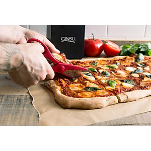 Ginsu Kiso 14-Piece Red Knife Set with Black Block - Dishwasher Safe and Always Sharp