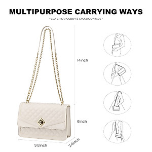 LOVEVOOK White Purse for Women Quilted Crossbody Bags with Chain Strap,Evening Handbag Clutch Purse 2023 New