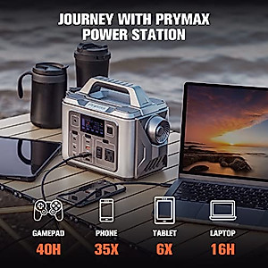 PryMAX 330W Portable Power Station with 110V Pure Sine Wave AC Outlet, 296Wh Mobile Solar Generator with DC/QC3.0/USB Port Power Supply, Solar Power Station with 80000 mAh Backup Lithium Battery