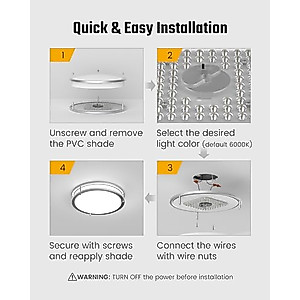 SUPERDANNY 36W LED Flush Mount Ceiling Light Fixture, 13 Inch Modern Ceiling Lamp, 3000K/3700K/4500K/5100K/6000K Dimmable Ceiling Lights for Bedroom Kitchen Hallway Bathroom (Brushed Nickel, 2 Pack)