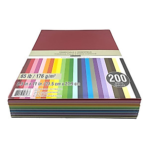 Recollections Cardstock Paper, Essentials 20 Colors - 200 Sheets 8-1/2 X 11