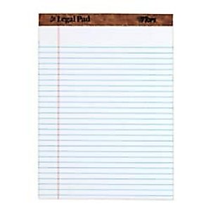 TOPS The Legal Pad Perforated Writing Pads, 8 1/2" x 11 3/4", Legal Ruled, 50 Sheets, White/Blue, Pack of 12