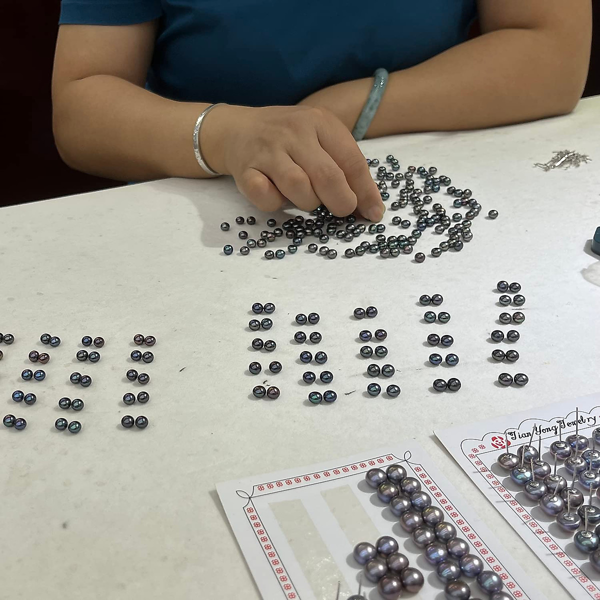 Alevel 4-8mm Freshwater Cultured Black Pearl, 925 Sterling Silver Stud Earrings 5 Sets, Women Gifts