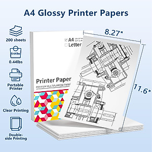 Itari P831 White Bluetooth Thermal Transfer Printer, Portable Printers Wireless for Travel, 300DPI Inkless Printer with 2 Roll Exclusive Thermal Transfer Ribbon and 200 Sheets A4 Printer Paper with Ca