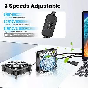GDSTIME 2-Pack 60mm x 15mm USB Fan with 3 Speed Control, 5V Brushless DC Cooling Fans for PC Computer Case Cooler Raspberry Pi Radiator Ventilation